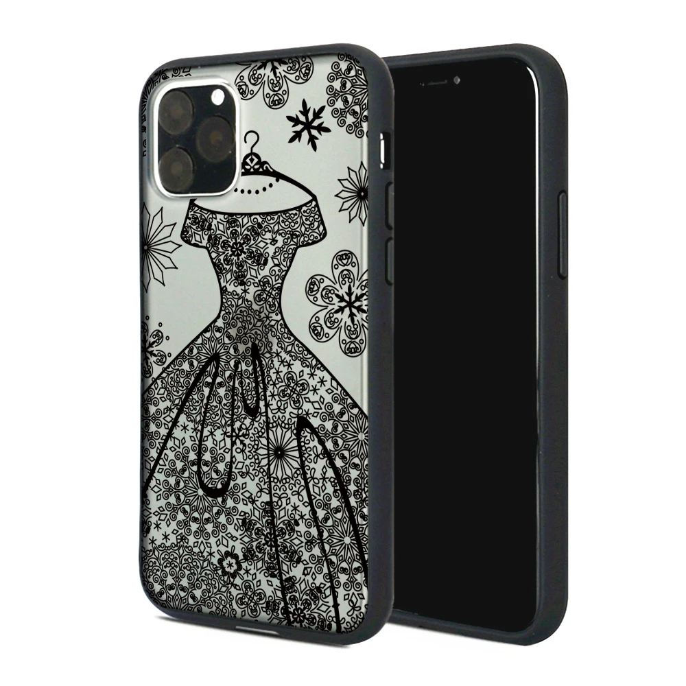 Black Lace Flower Mandala Retro Phone Case for iPhone 14 Pro Max Luxury ...