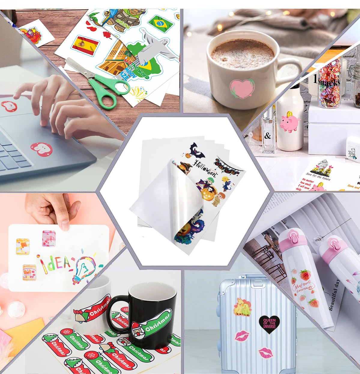 Custom Matte Inkjet Printable Vinyl A4 Sticker Paper Blank Waterproof ...