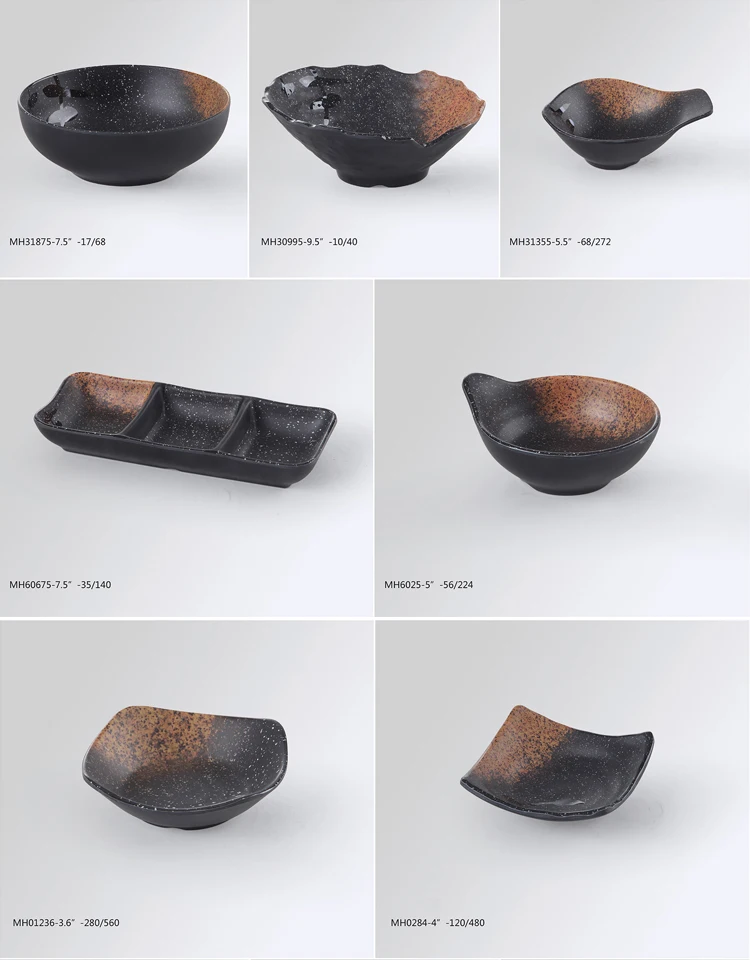 Wholesale Melamine Dinner Set - Elegant Black Matte Plates