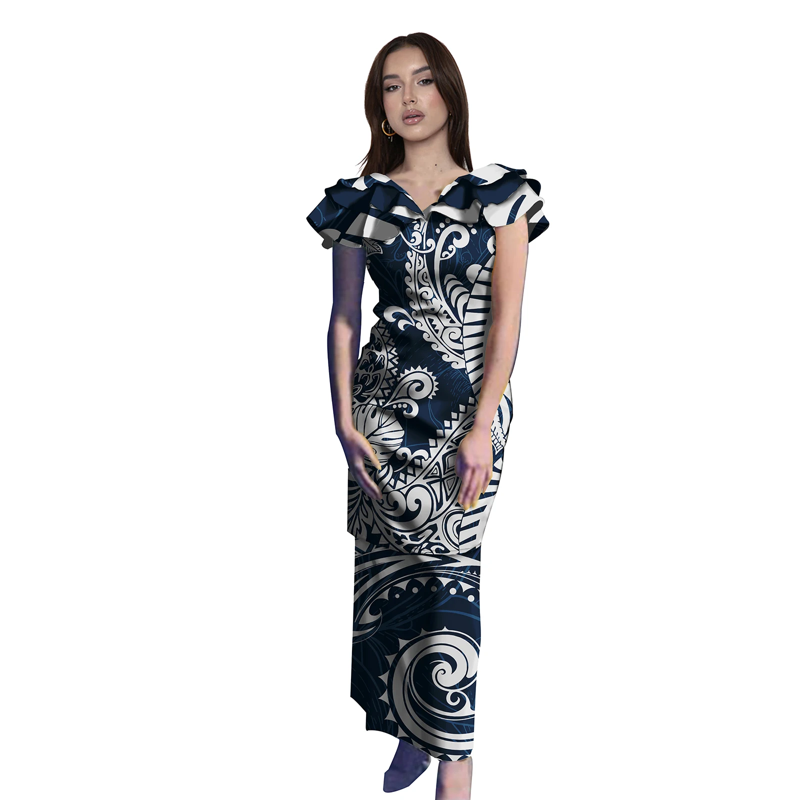 Polynesian Tribal Maxi Dress Samoan Puletasi Plus Size Women's Clothing ...