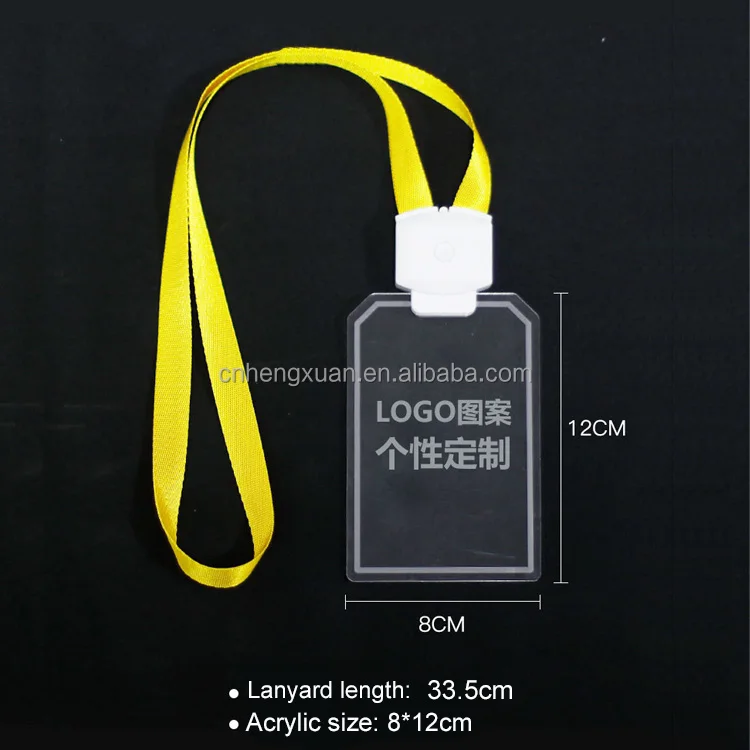 2024 LED ID Card Acrylic Light up Flashing Neck Lanyard 15 Colors LED ...