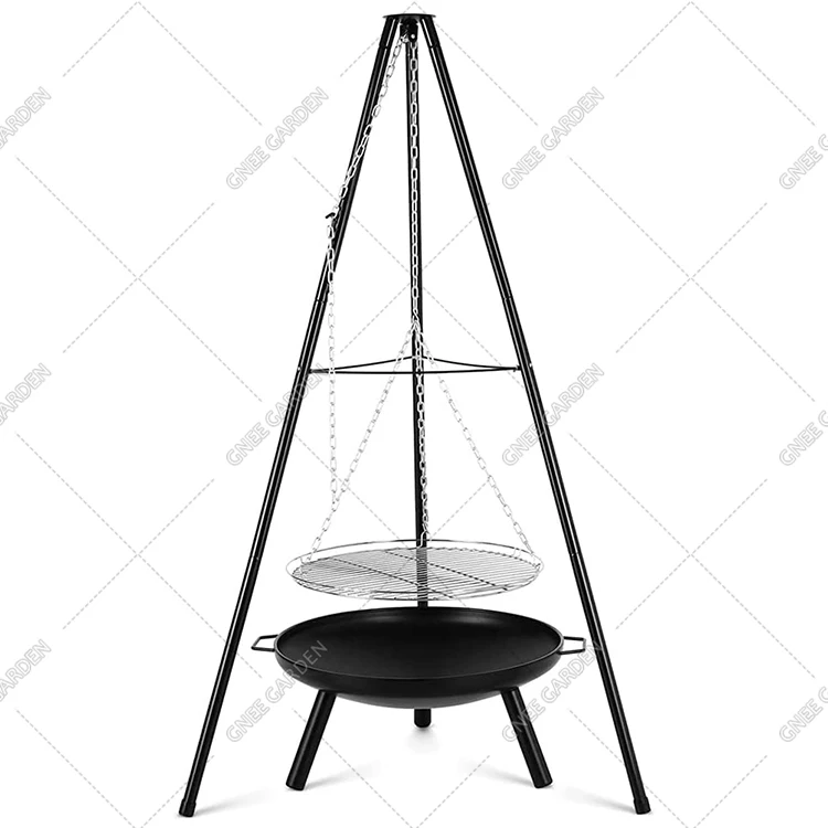 Outdoor Hanging Brazier Tripod Fire Pit - German BBQ Grill