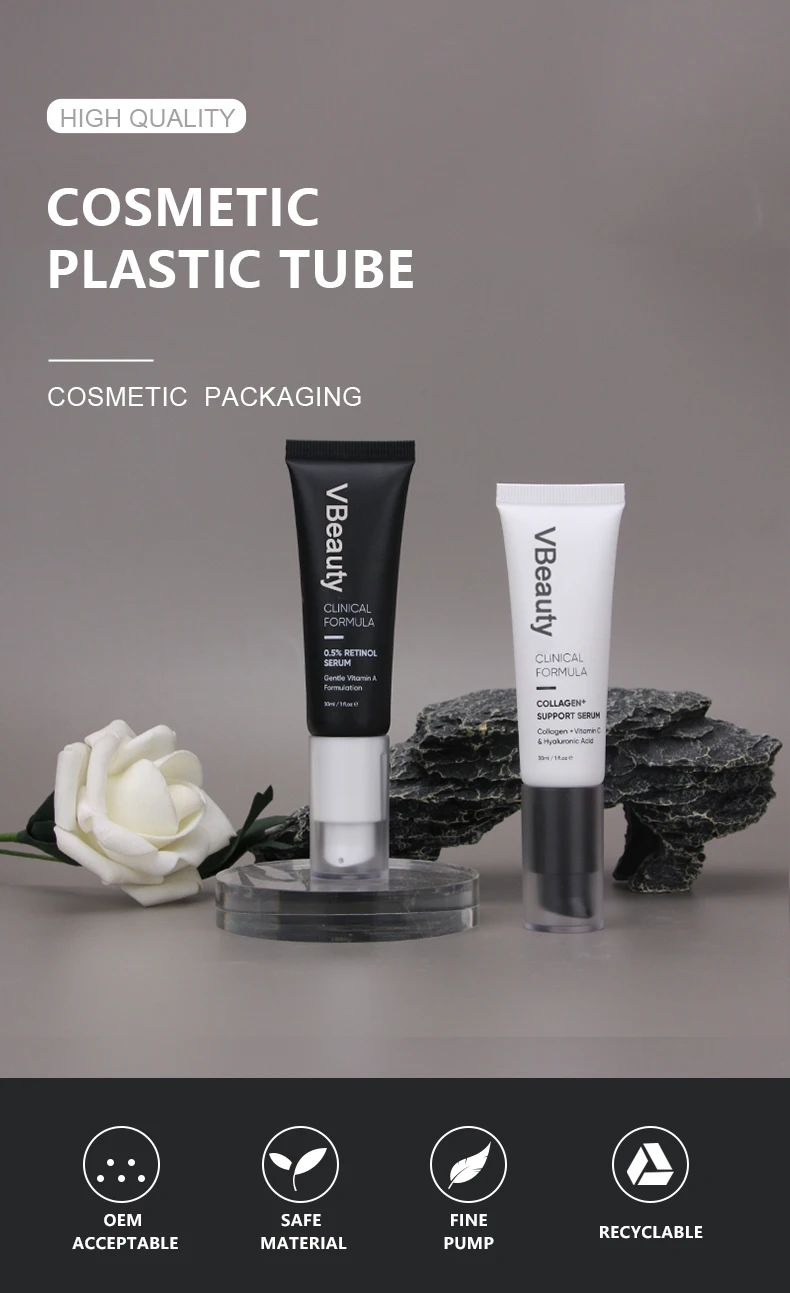 Customizable Logo Tubes - 30ml Luxury Plastic Airless Tubes