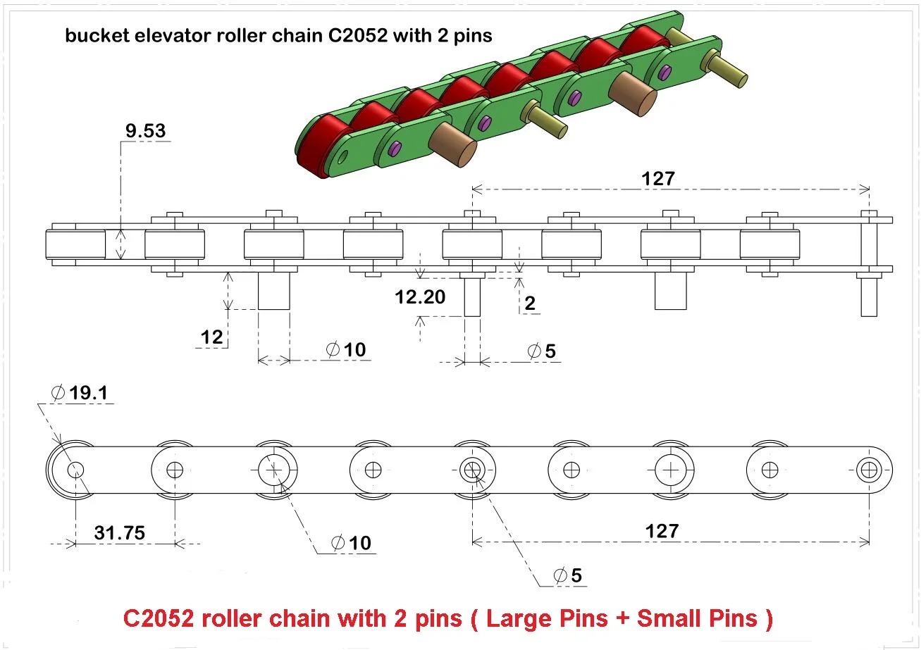 C2052 304 Stainless Steel Chains for 1.8L Elevator Bucket