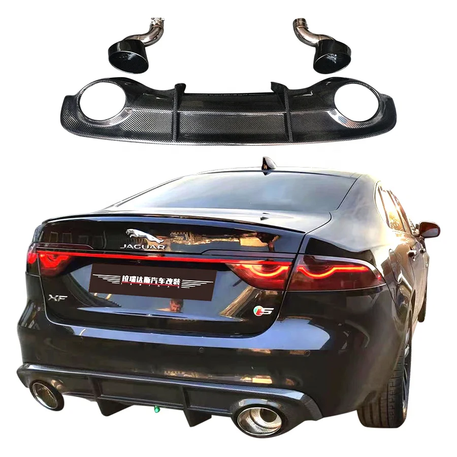 RS style carbon fiber rear diffuser for Jaguar XF 2015-2020 rear bumper ...