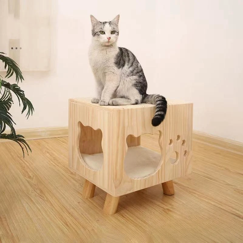 People And Cats Share Wooden Benches Cat Nest Wooden Pet House - Buy ...