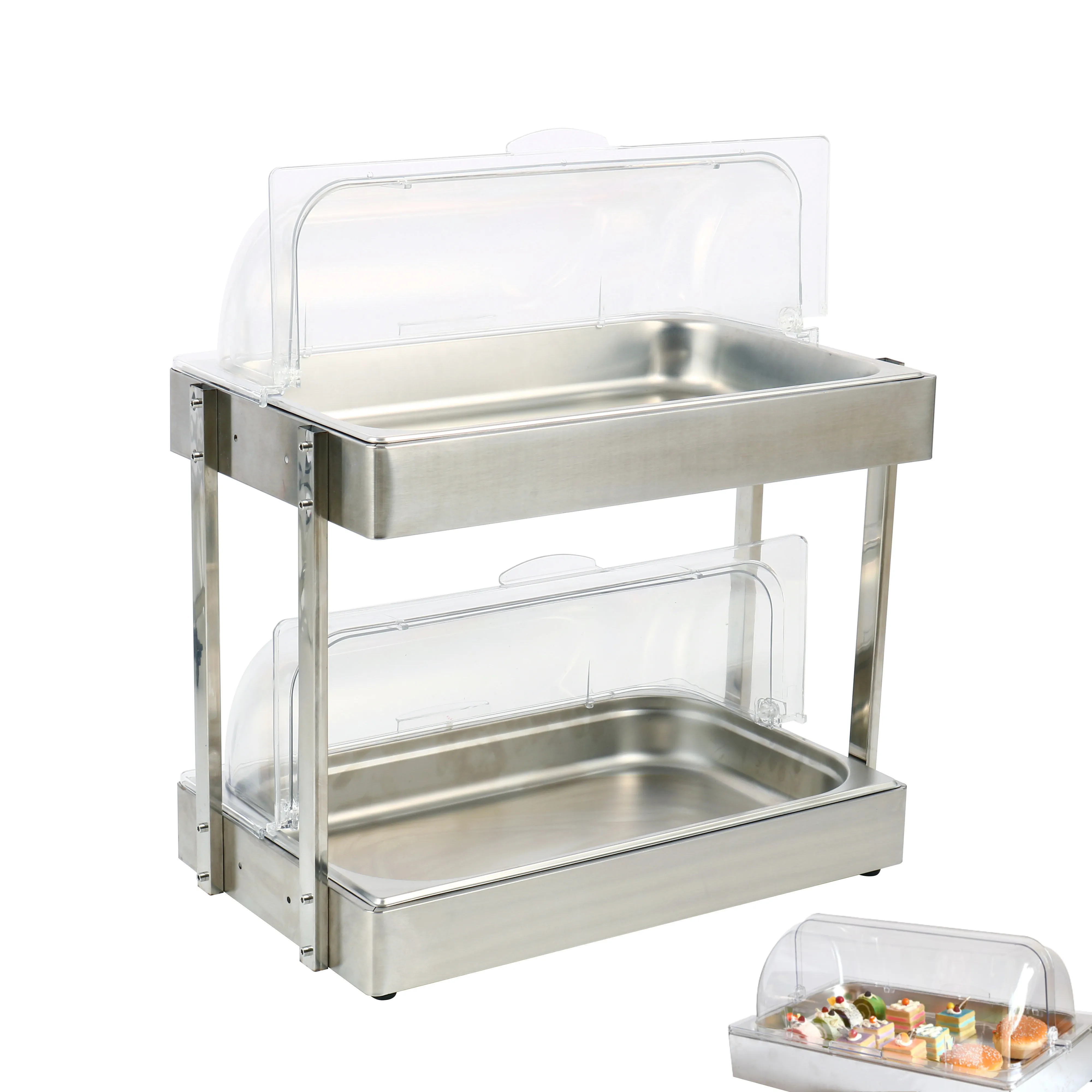Commercial Countertop Stainless Steel Cold Food Display With Pc Cover ...