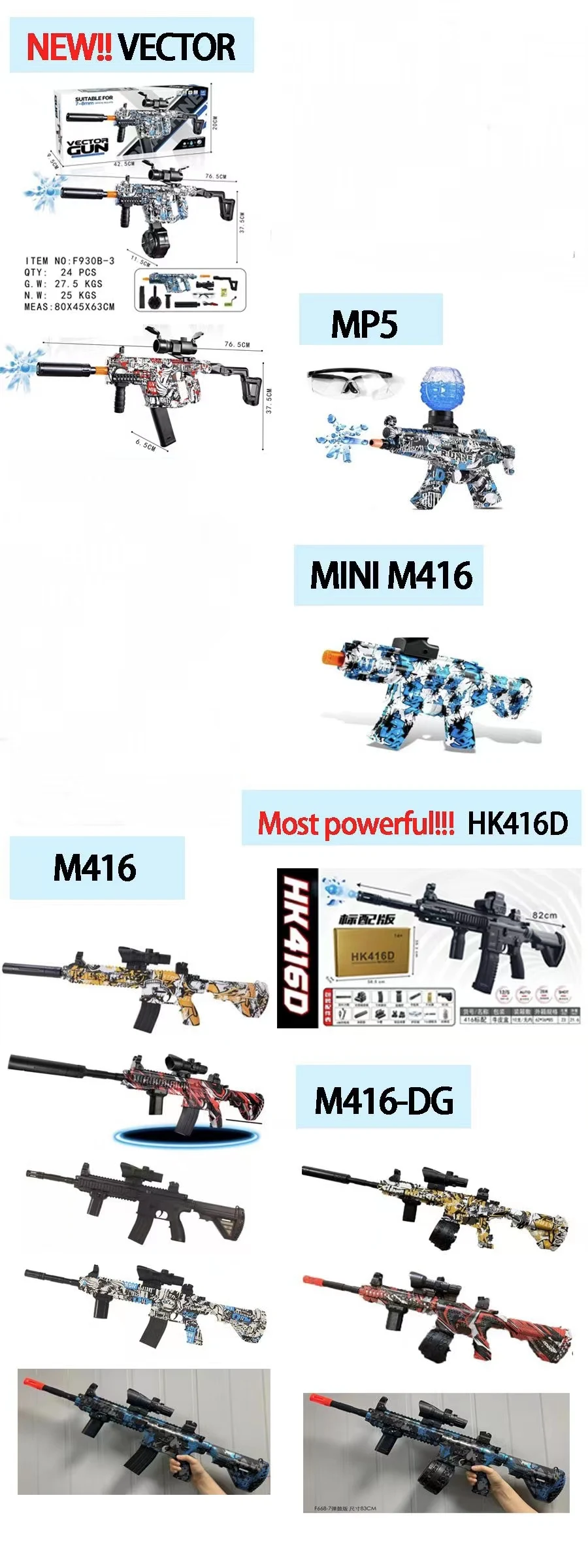 Toy Guns Electric Water Gel Splatter Ball Gun Toy Kids Outdoor Blaster ...