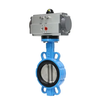 D671x-16q Pneumatic Butterfly Valve Pneumatic Ductile Iron Wafer Type Soft Seal Valve ...
