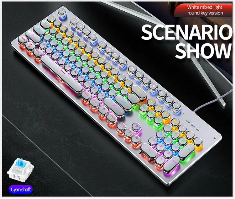 Punk Gaming Mechanical Keyboard - RGB Backlit 104 Keys
