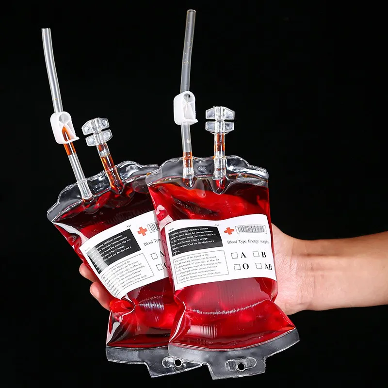 In Stock Halloween Party Props - Reusable Blood IV Pouches