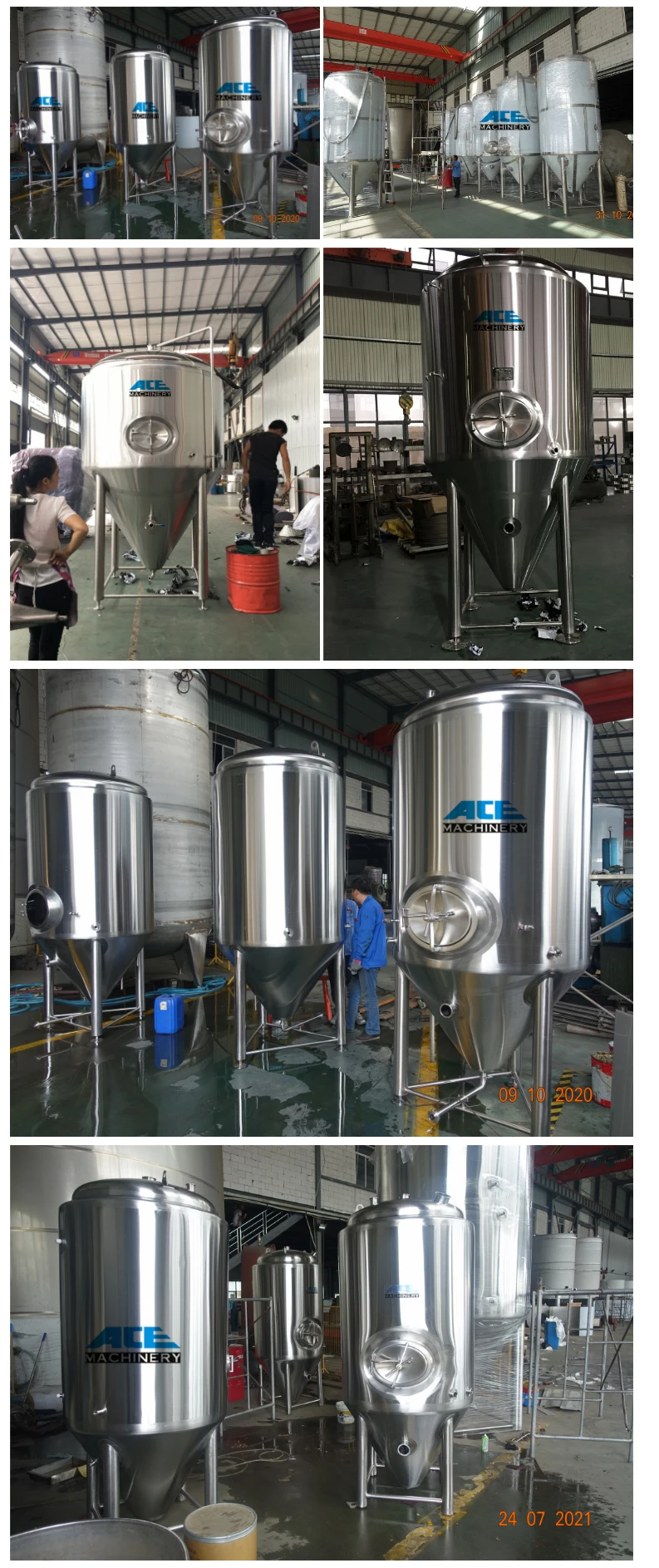 1000l Cone Bottom Shape Beer Fermentation Tanks Cooling Using Dimple ...
