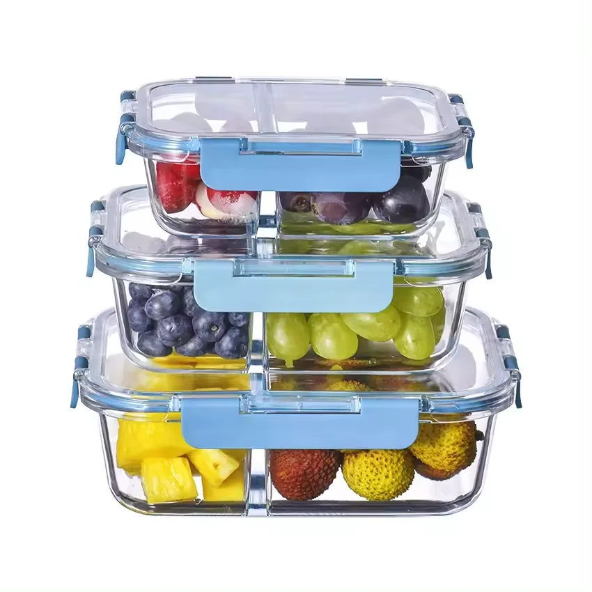 3 Pack Glass Bento Box - Eco-Friendly Food Containers