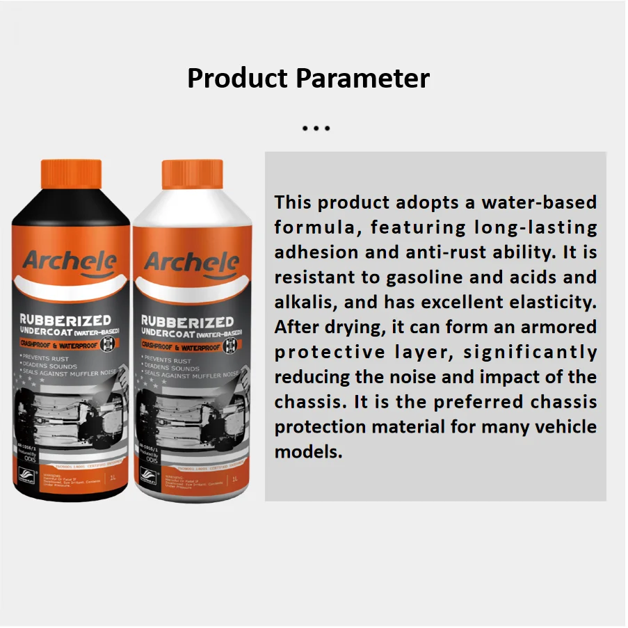 Archele 1L Water-Based Rubberized Undercoat Car Care for Chassis Rust ...