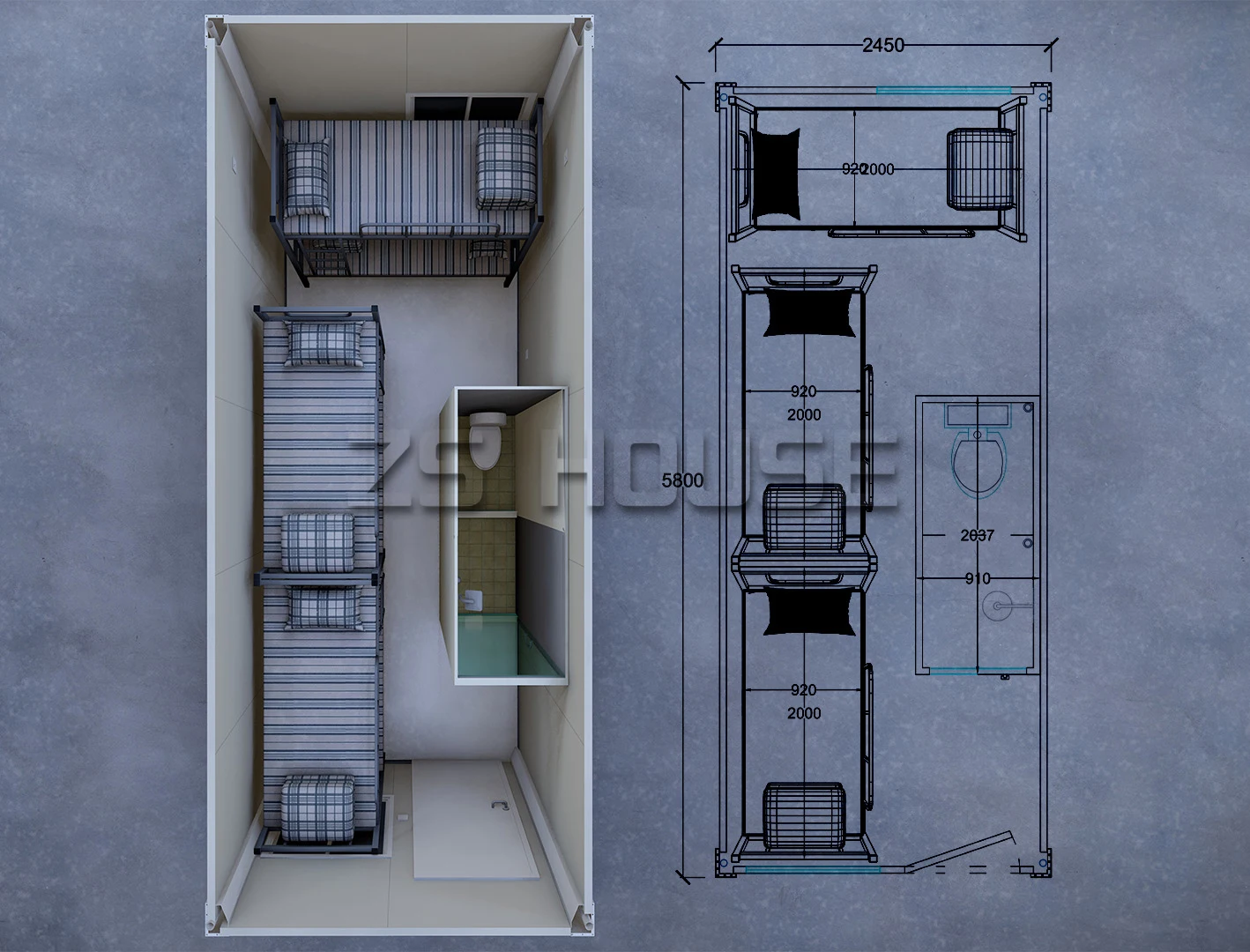 Guangzhou 20ft Pre Fab House Moveable Construction Prefabricated Houses ...