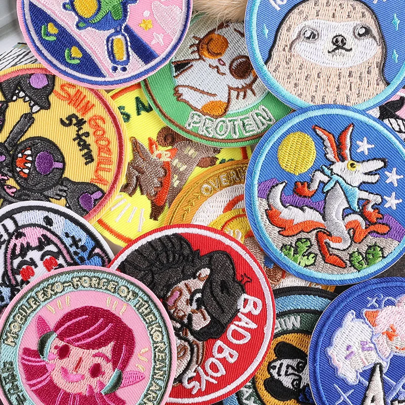 Embroidered Patch Customized Logo Round Cartoon Pattern Iron On ...