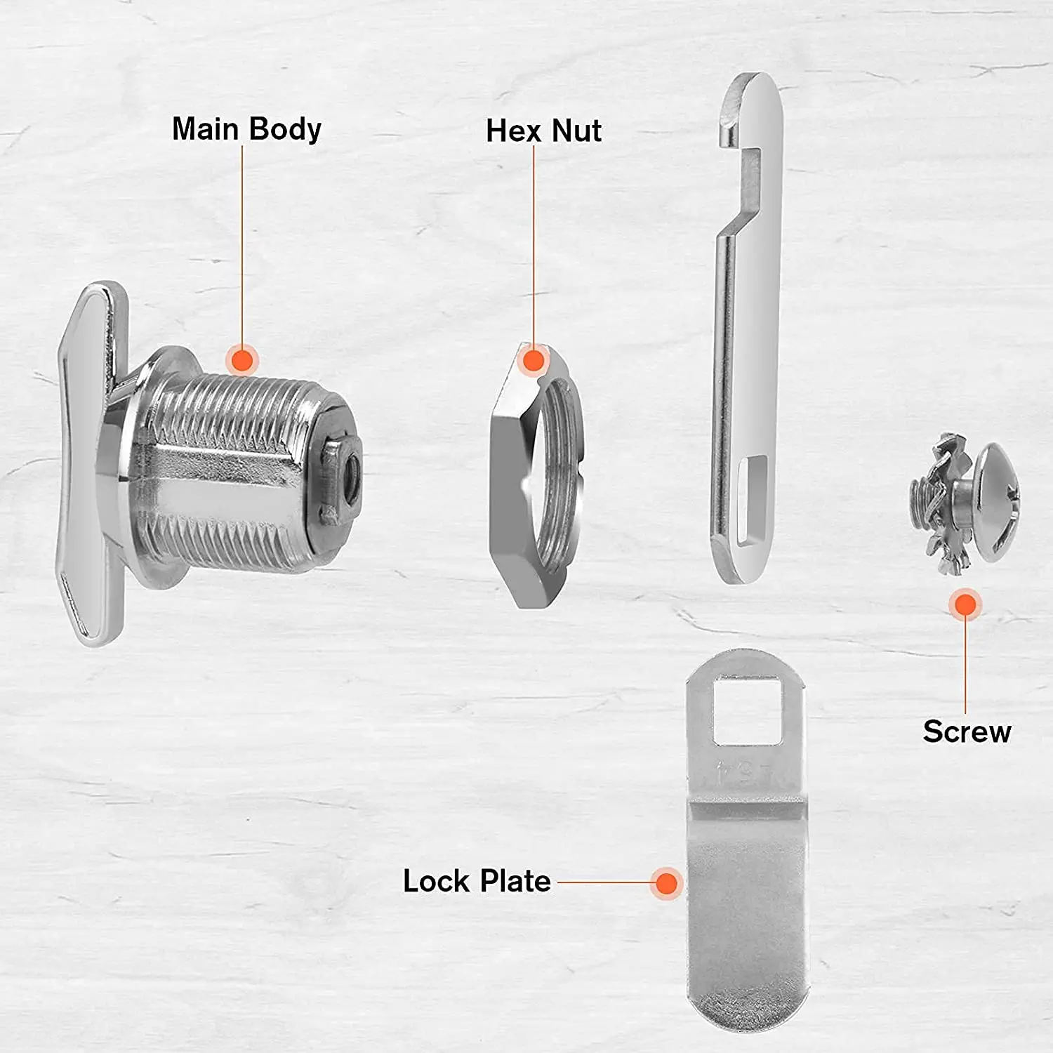 Nickel Plated Drawer Lock File Metal Tubular Cam Compartment Cabinets ...