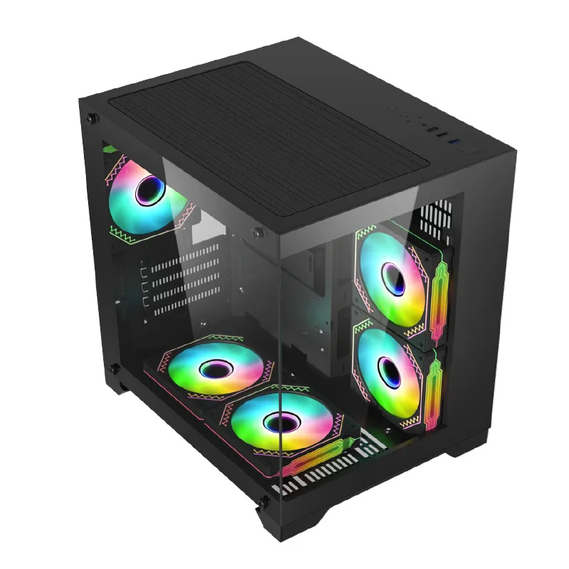 ATX Case Wide Cube Computer Case - Double Chamber PC Cabinet