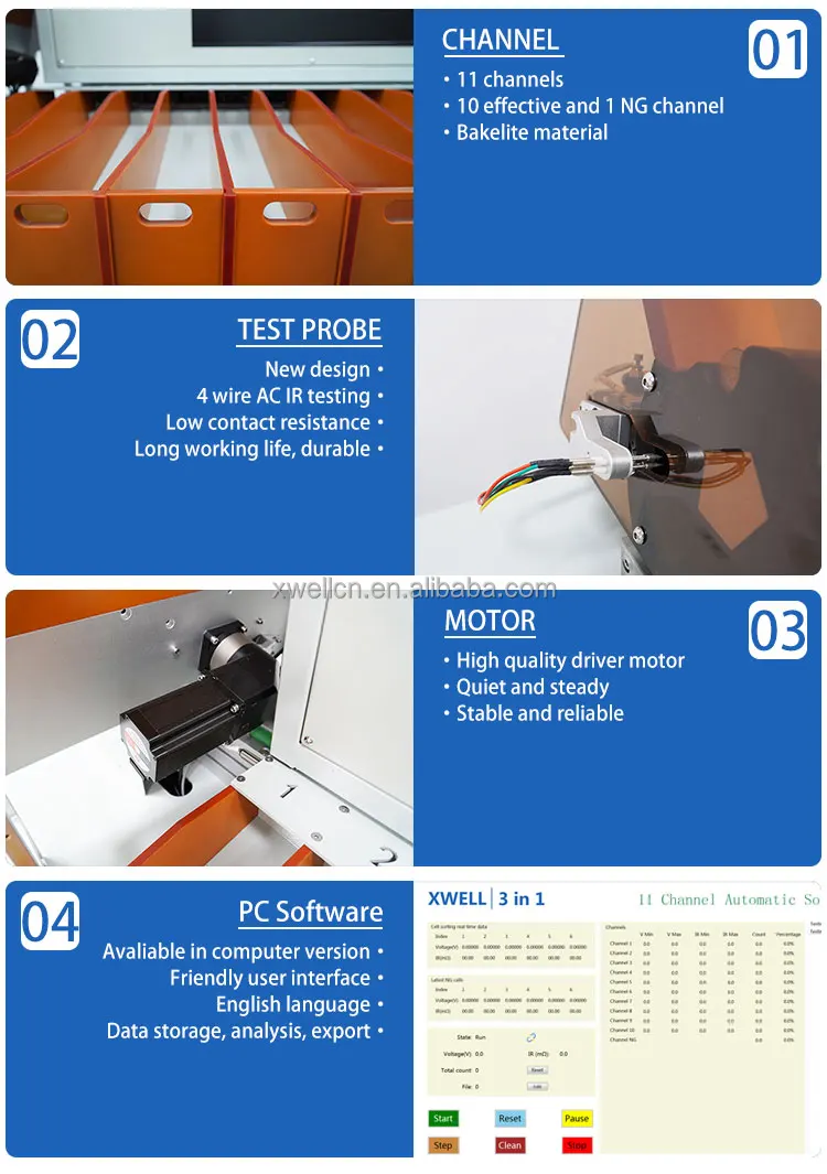 11 Channels Battery Tester Sorter AC220V 50Hz Automatic Sorter ...