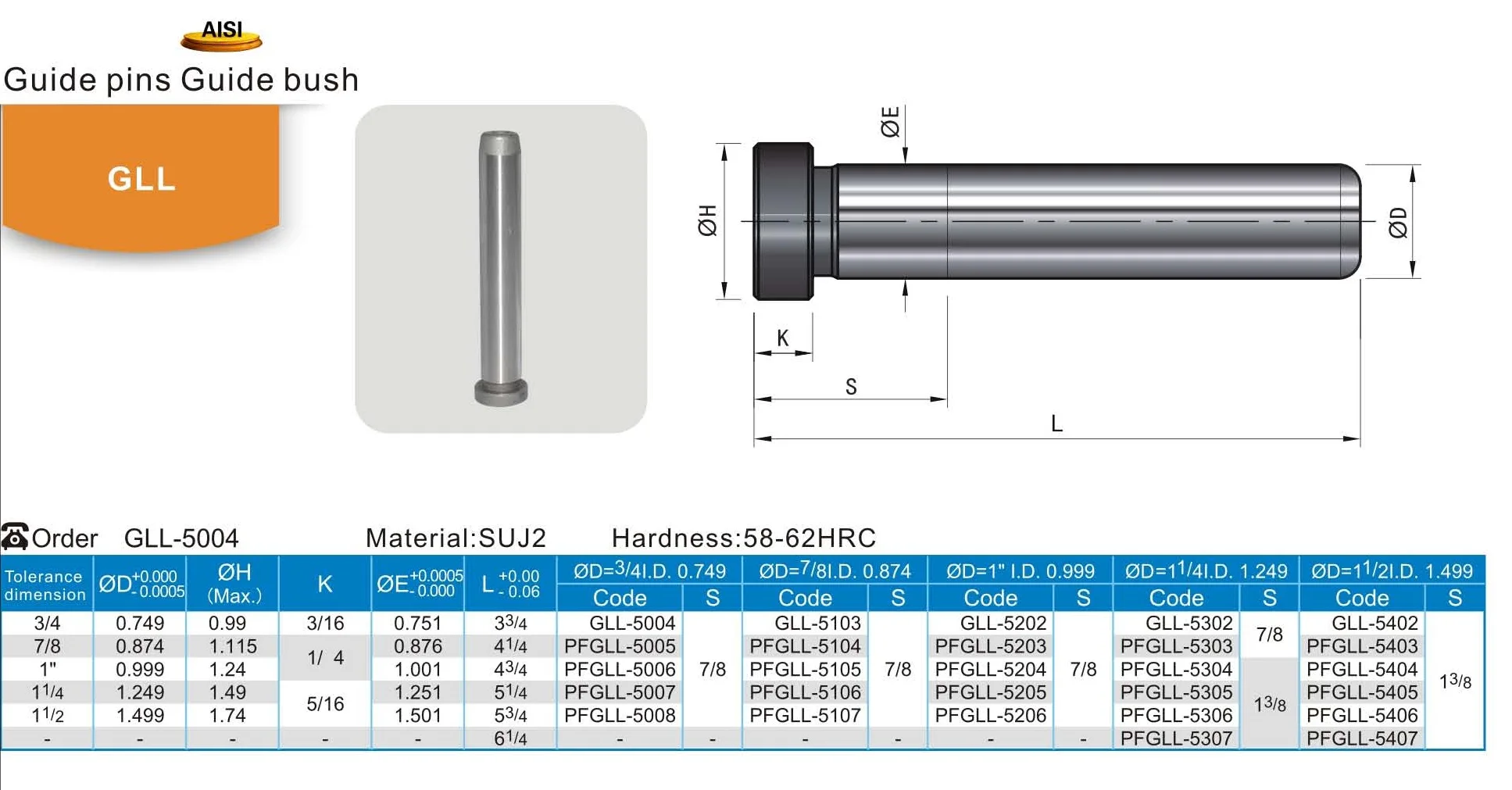 Jis Standard Injection Mold High Precision Good Quality Low Price Guide Pin - Buy Suj2 Guide Pin ...