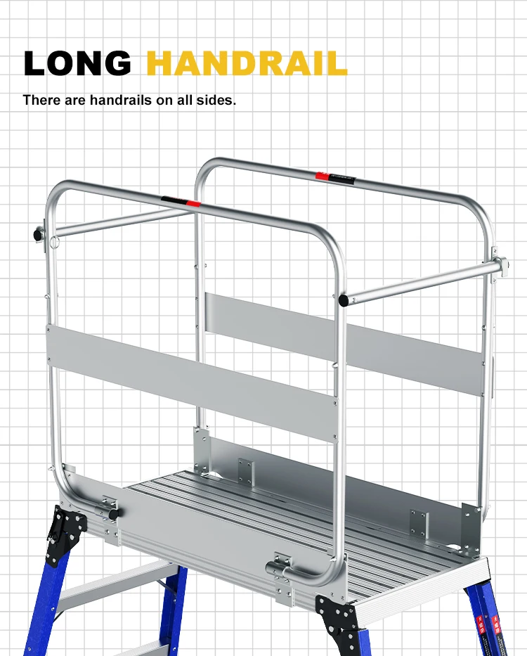 High Quality Aluminium Work Platform Ladder Stable Blue Color Silver ...