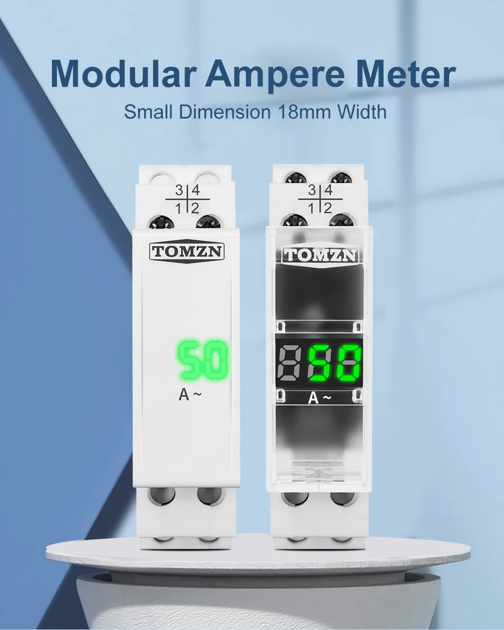 Din Rail Single Phase Ampere Meter Ac 40-500V Mini Modular Ammeter ...