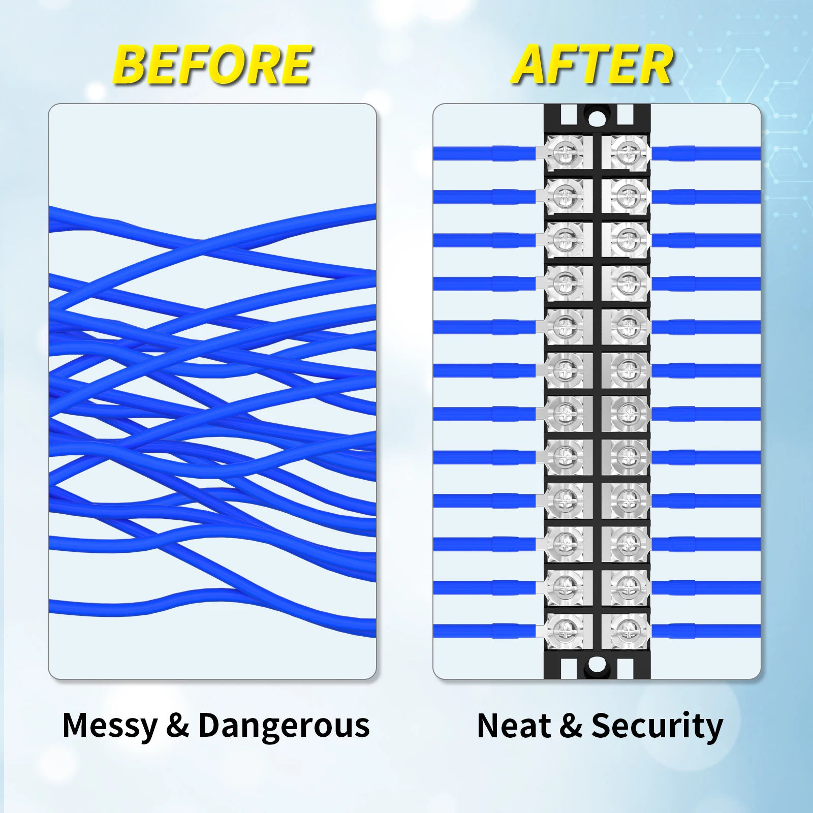 35A Terminal Block 12 Position - Dual Row & Pre-insulated