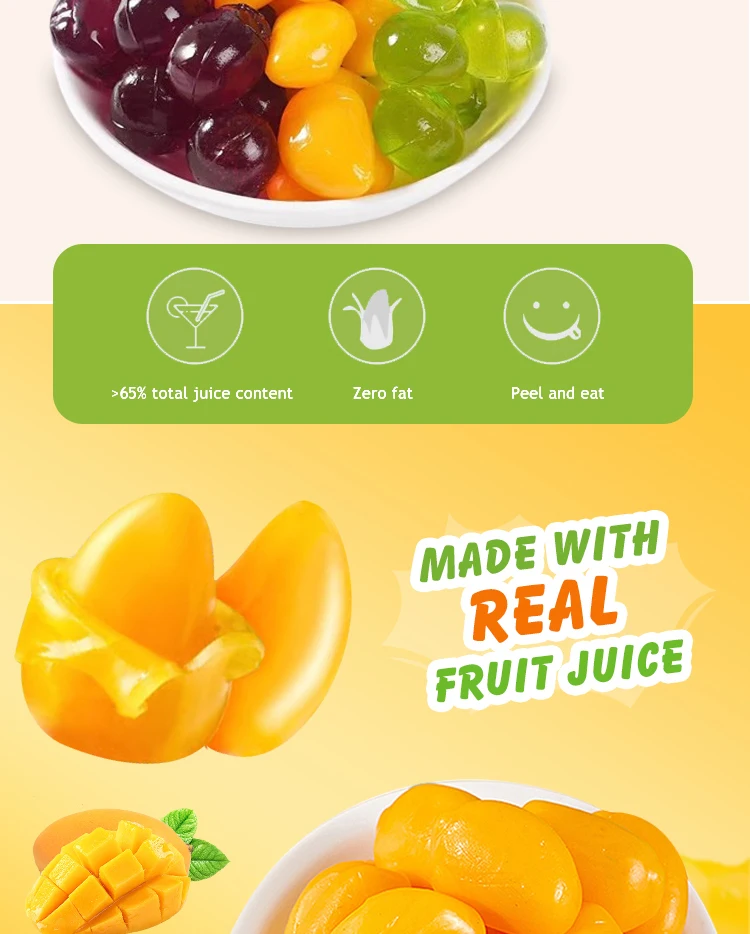 Wholesale Sweet 3D Peeled Grape Peach Flavor Gummy Candy