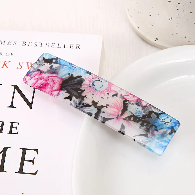 Square Shape Grab Clip Acetate Plate Spring Clip Women Ponytail Hair ...