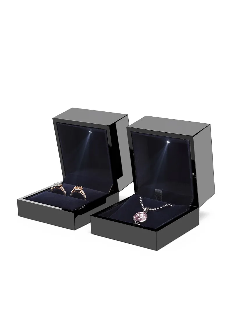Luxury Wooden Jewelry Packaging Boxes With Led Light Ring Custom Logo ...
