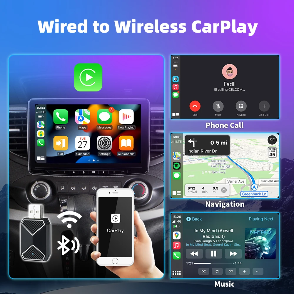 EKIY 2 in 1 Wireless CarPlay Android Auto Box Adapter Carplay Wireless ...