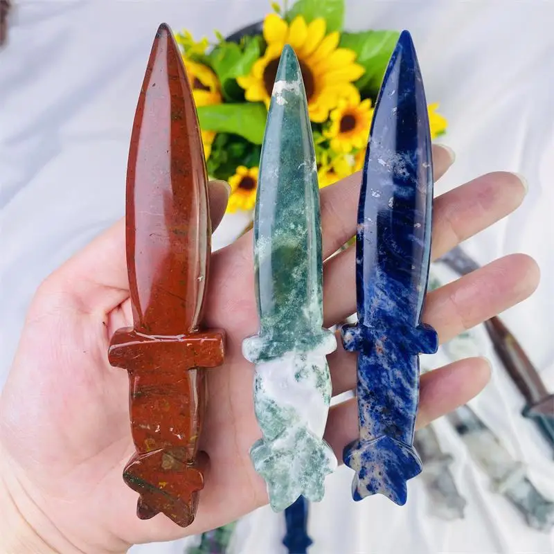 Wholesale Natural Crystal Dagger Ocean Jasper Bloodstone Sword Sodalite ...