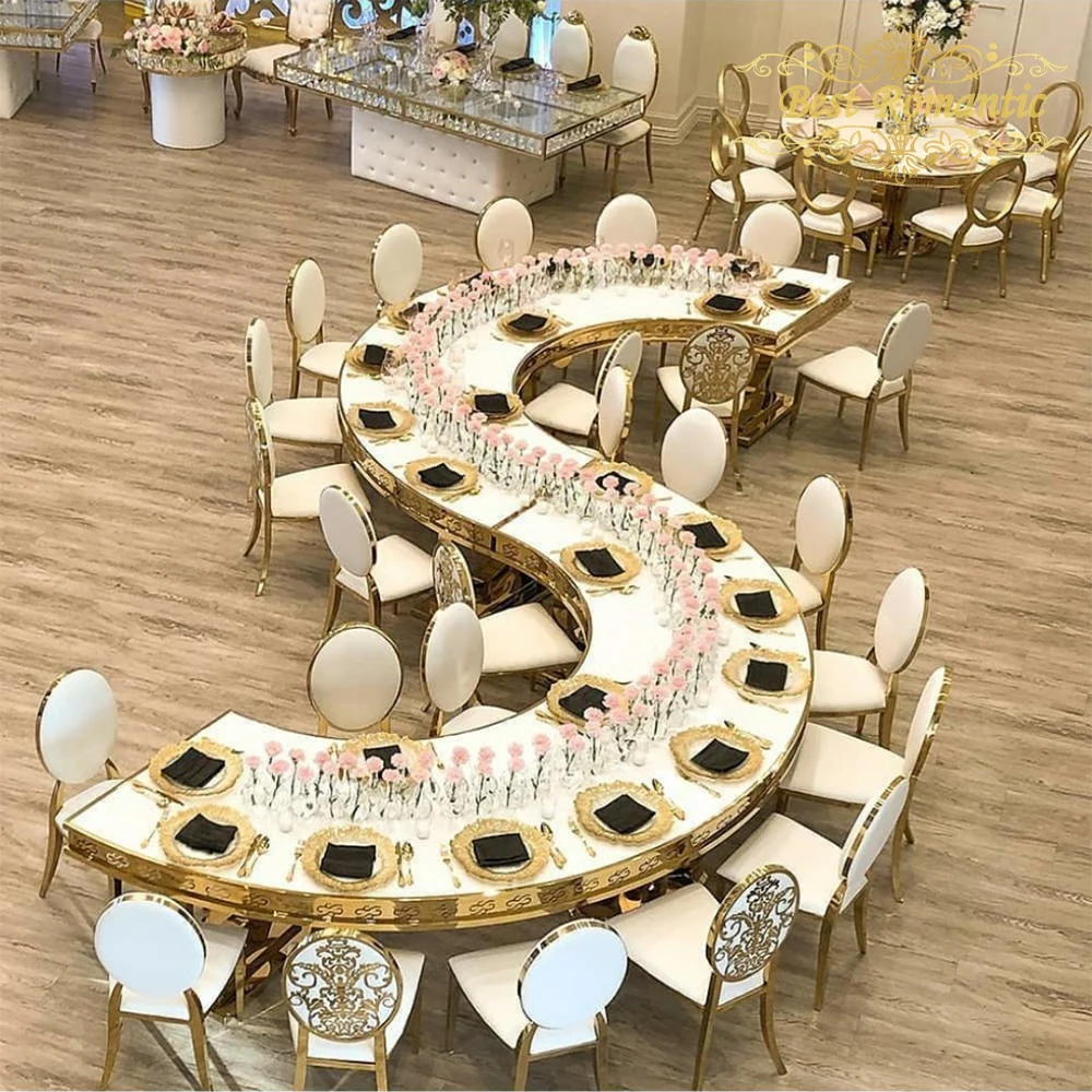 Moon Table Half Round Hotel Event Serpentine Wedding Table Stainless ...