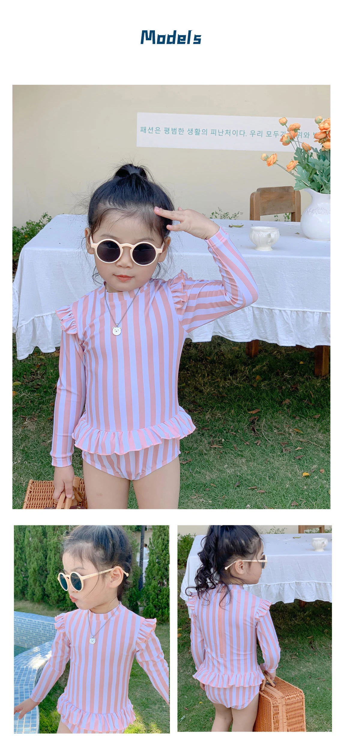 Girls Swimsuit Ruffle Monokini Beachwear Bathing Suit 12 Year Old Girl Bikini Upf50long Sleeve ...