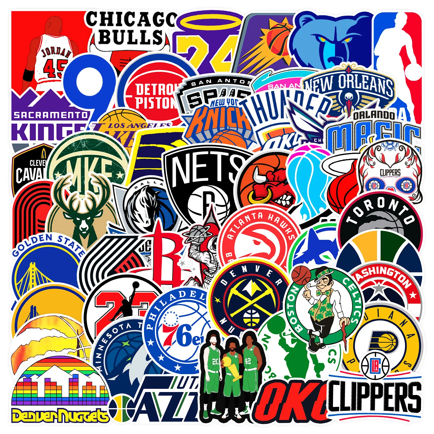 50pcs American Nba Basketball Graffiti Stickers Decorative Label For ...