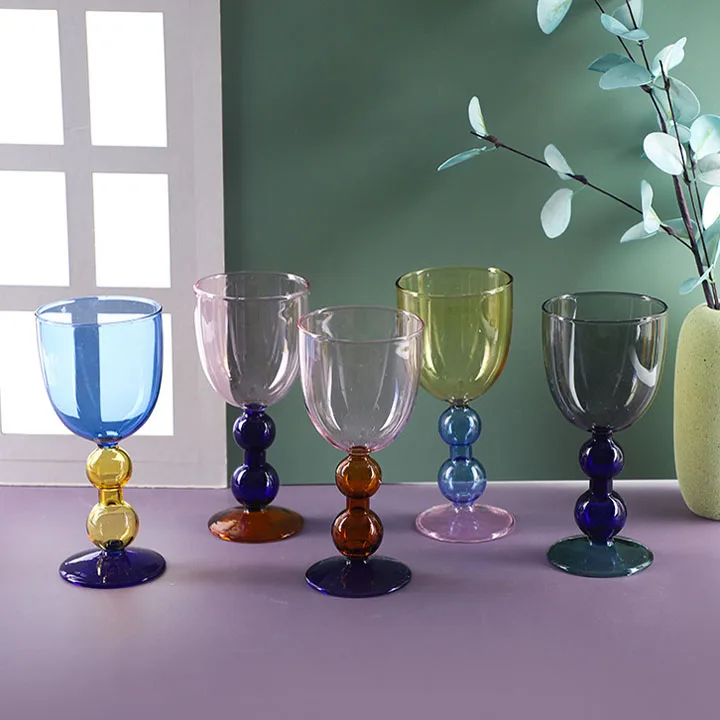 High Borosilicate Colored Wine Glass Goblet Coffee Cup Hand Blown Glass ...
