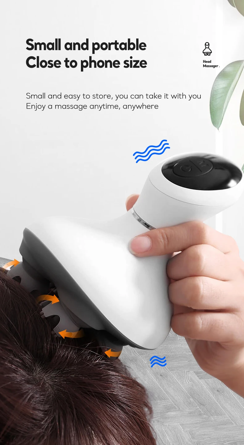 Electric Head Scalp Massager Machine Waterproof Handheld Head Vibration ...