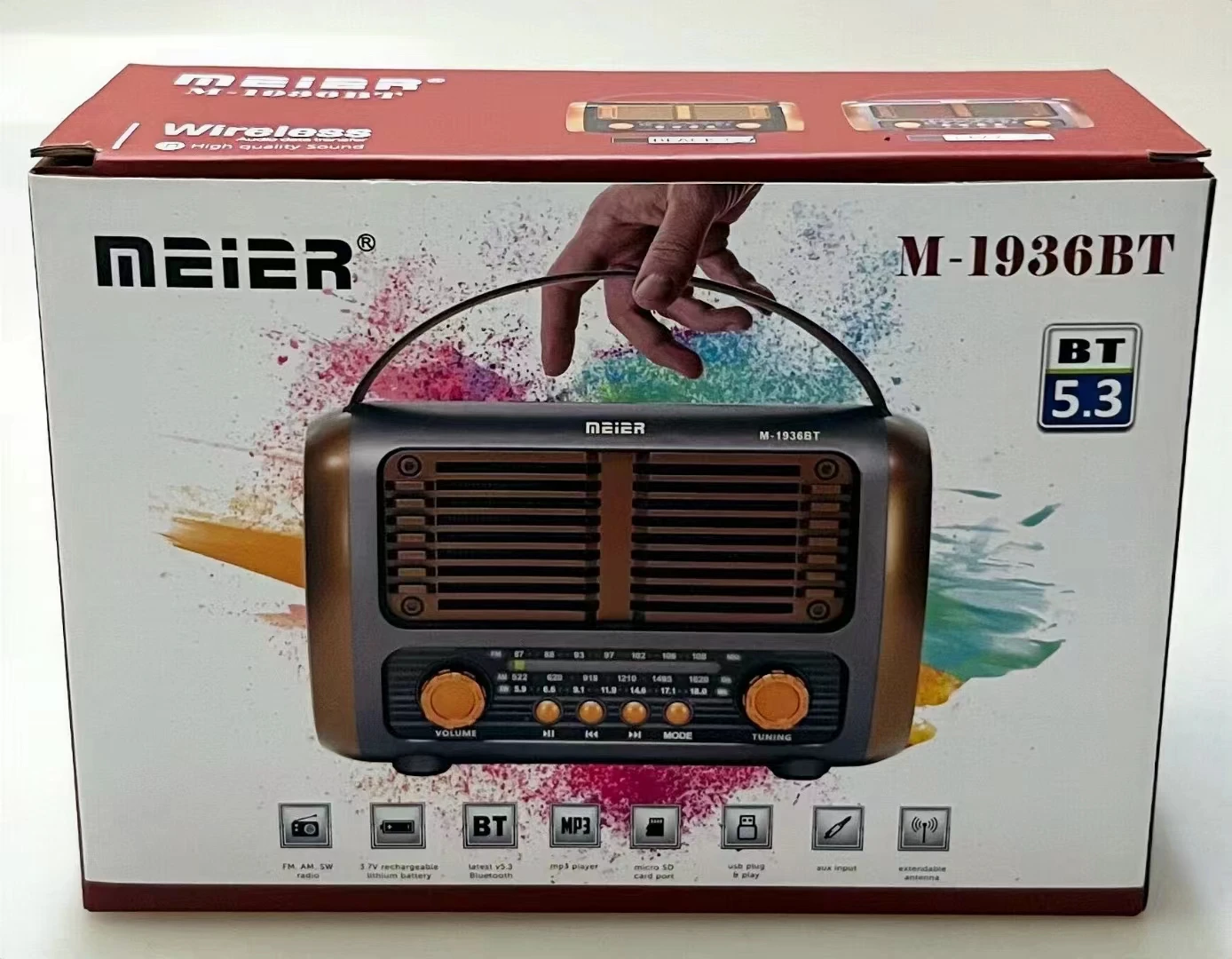 Outdoor Am/fm/sw 3 Band Portable Radio Usb Rechargeable Vintage Retro ...