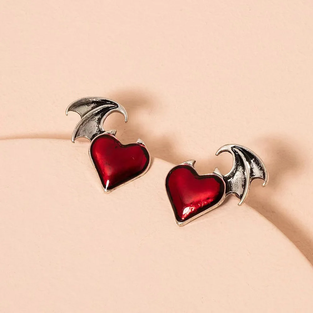 Fashion Jewelry Earrings Vintage Devil Wings Heart-shaped Earring ...