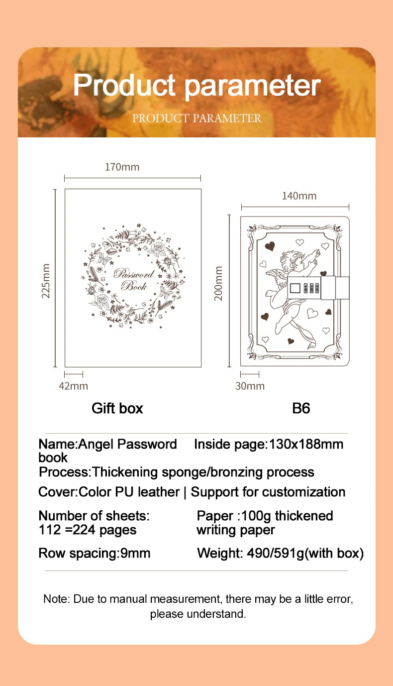 Hotsale Cross-Border European Angel Password Lock Notebook, Elegant ...