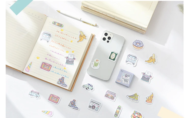 Cute Cartoon Material Stickers - 45 Pieces for Album Decor