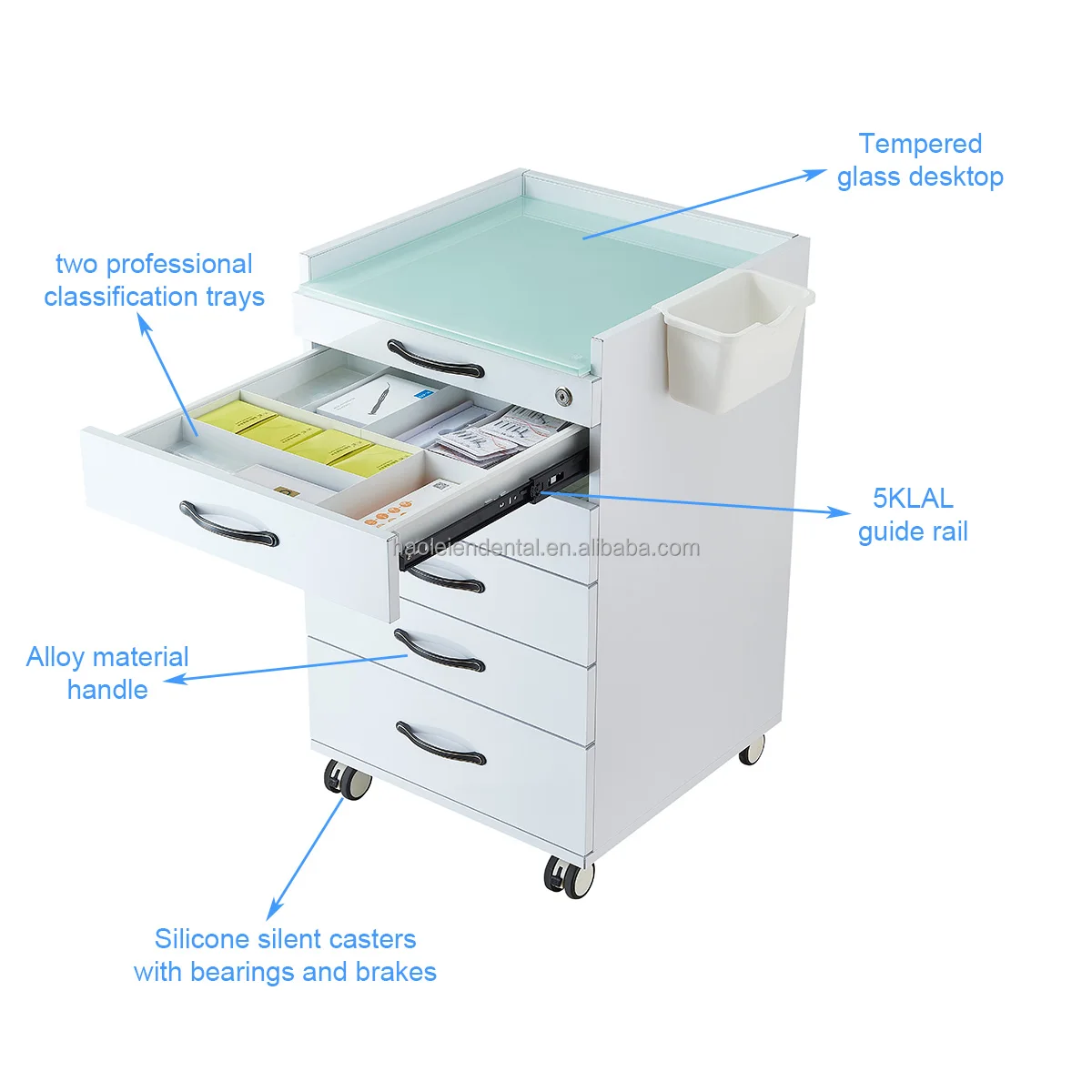Mobile Medical Cabinet Dental Clinic Storage Trolley With Silent Wheels ...