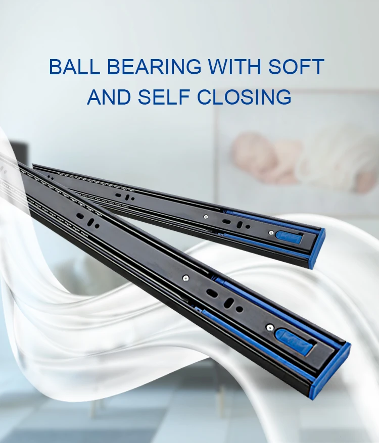 Unihopper 3 Fold Soft Close Telescopic Channel Ball Bearing Rail Auto ...
