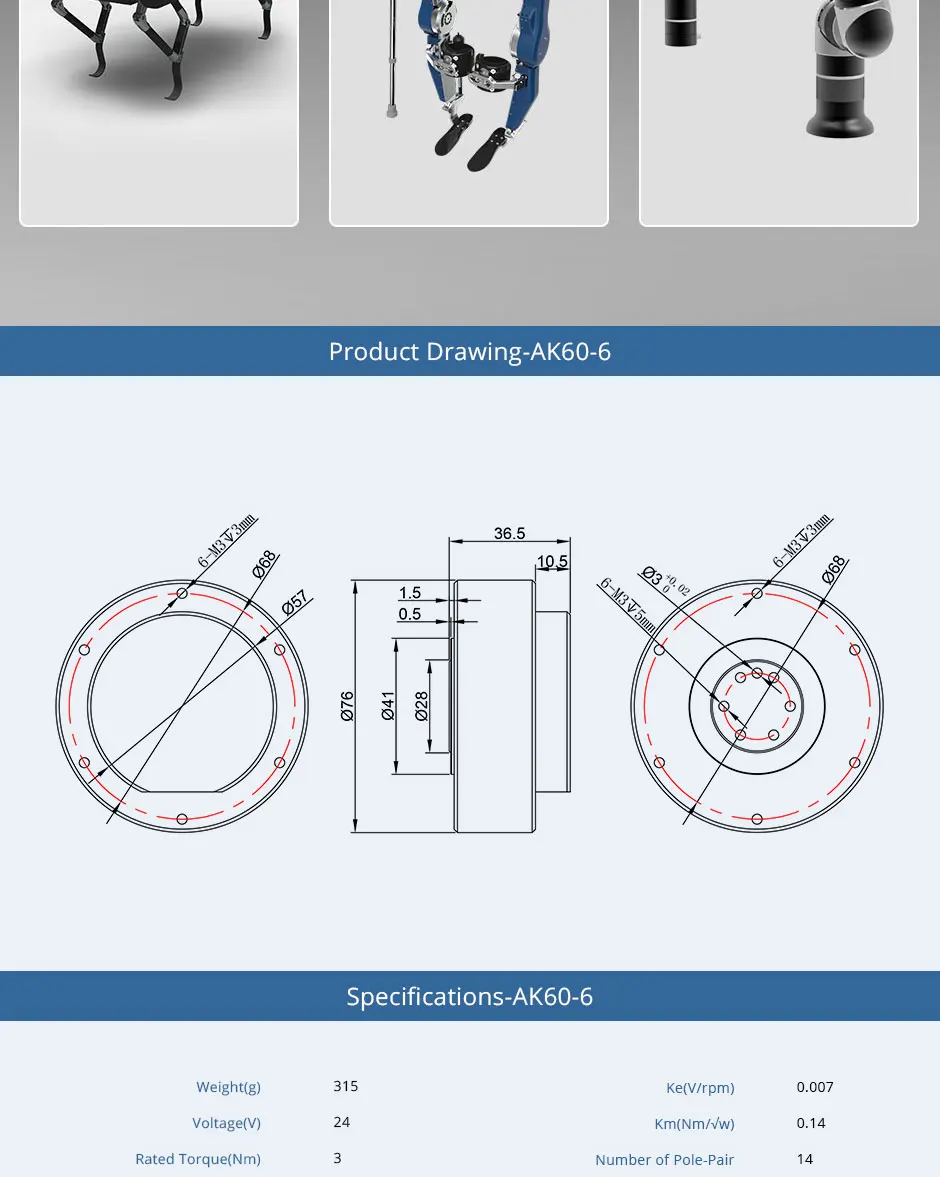 T-motor Official Easy Control Heavy Duty Pancake Dc Servo Direct Drive Actuator Robot Motor ...