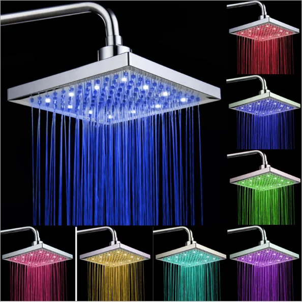 8 Inch Led Color Changing Overhead Sprayer Bathroom Shower Head Square ...