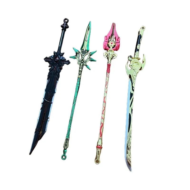 Hot New Anime Accessories Genshin Impact Weapons Keychain Set Metal ...