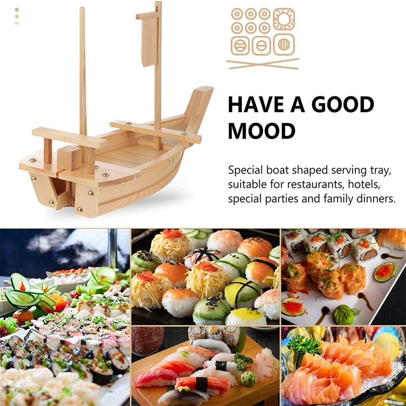 High Quality Wooden Sushi Tray Boat/Sashimi Boat/Sushi Serving Tray ...