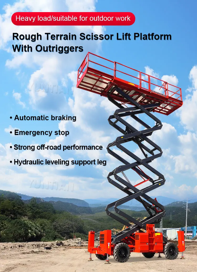 12m 16m Self Propelled Hydraulic Electric Rough Terrain Scissor Lift ...