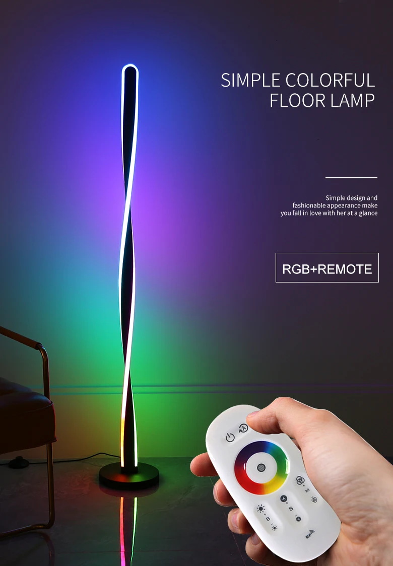 Modern Simple RGB Floor Lamp Living Room Bedroom Fun Atmosphere Lamp ...