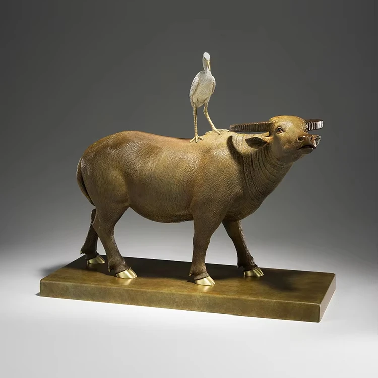 Modern Cow Crane Sculpture Casting Brass Craft Mini Desk Decoration ...